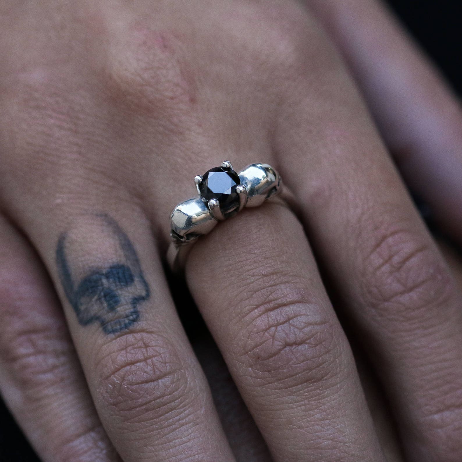 Skull Engagement Ring Skull Ring With Stone Handmade Skull - Etsy