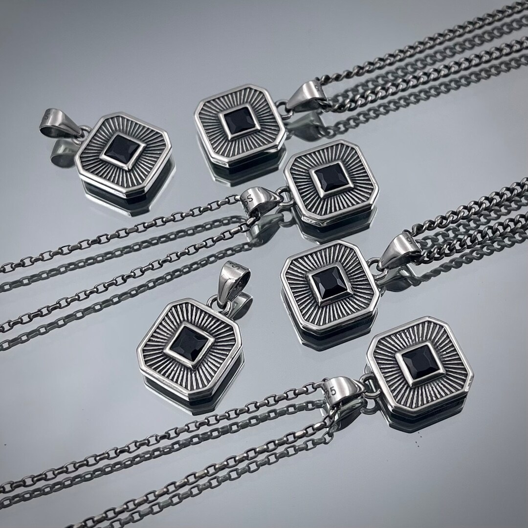 Minimal Silver Necklace | Square Pendant | Sterling Silver Square ...