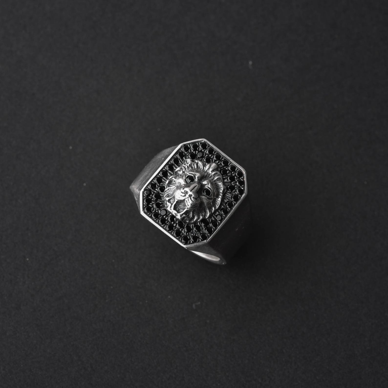 Lion Octagon Stamp Ring Lion Ring Statement Ring Lion - Etsy Israel