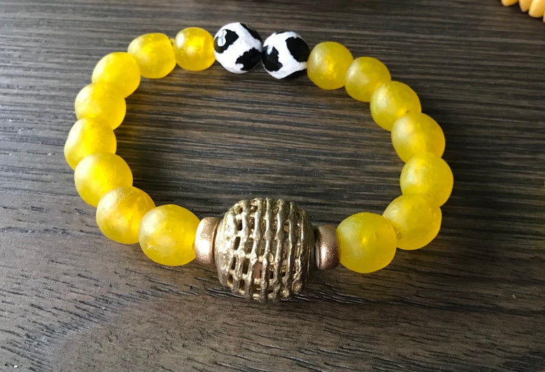 Yellow Beaded Stacked Bracelet Set Women’s Bracelet Set Men’s Bracelet ...