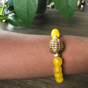 Yellow Beaded Stacked Bracelet Set Women’s Bracelet Set Men’s Bracelet ...