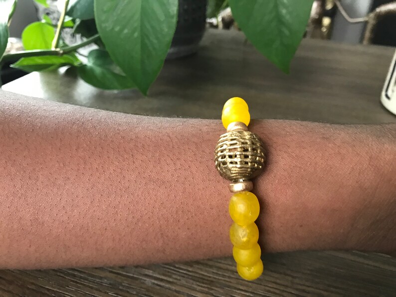 Yellow Beaded Stacked Bracelet Set Women’s Bracelet Set Men’s Bracelet ...