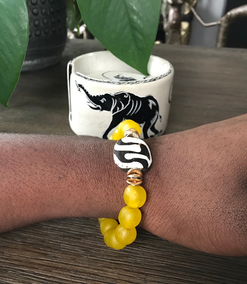 Yellow Beaded Stacked Bracelet Set Women’s Bracelet Set Men’s Bracelet ...