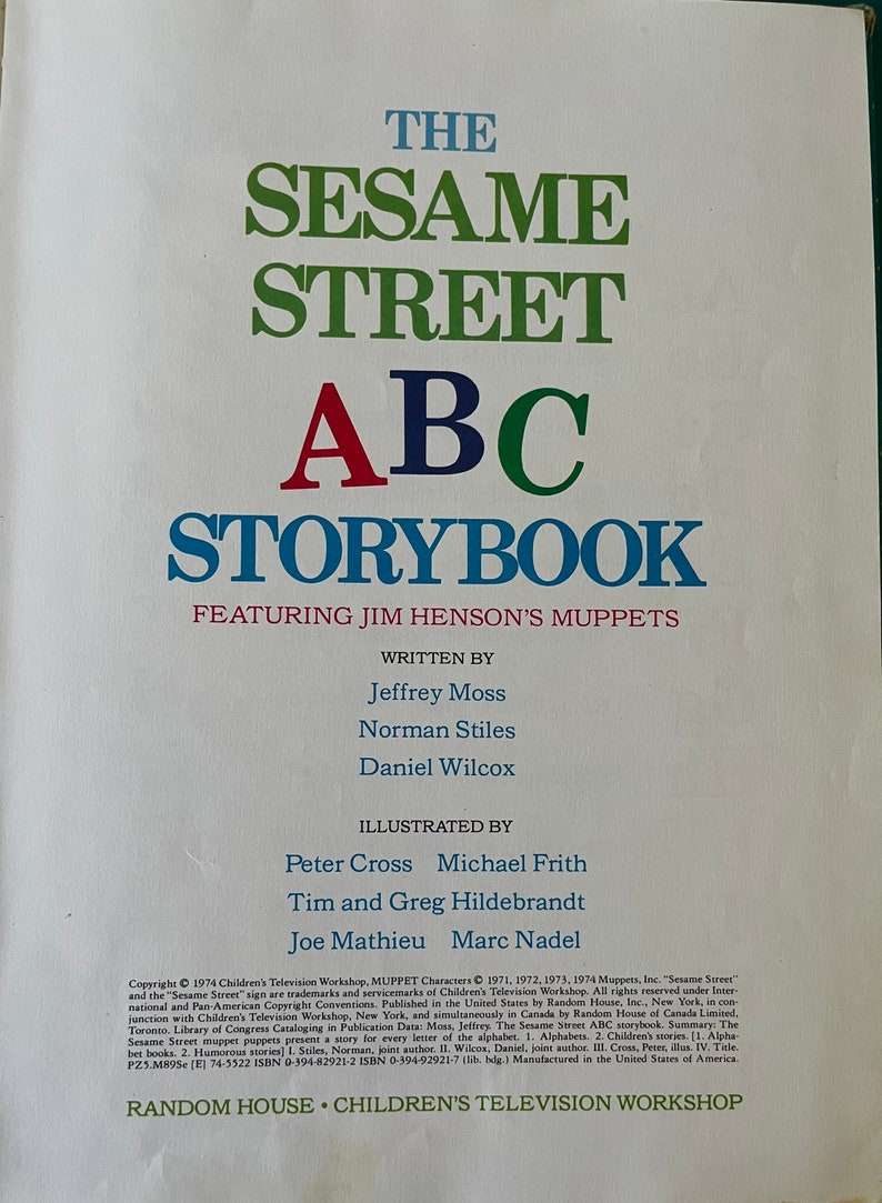 Vintage Sesame Street ABC Storybook, 1974 Sesame Street Book Hardcover ...