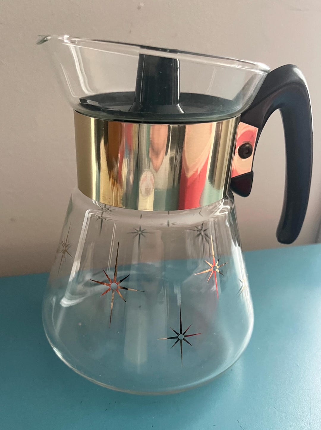 Vintage Pyrex Carafe Gold Starburst Pattern, 6 Cup Coffee Pourer, Glass ...