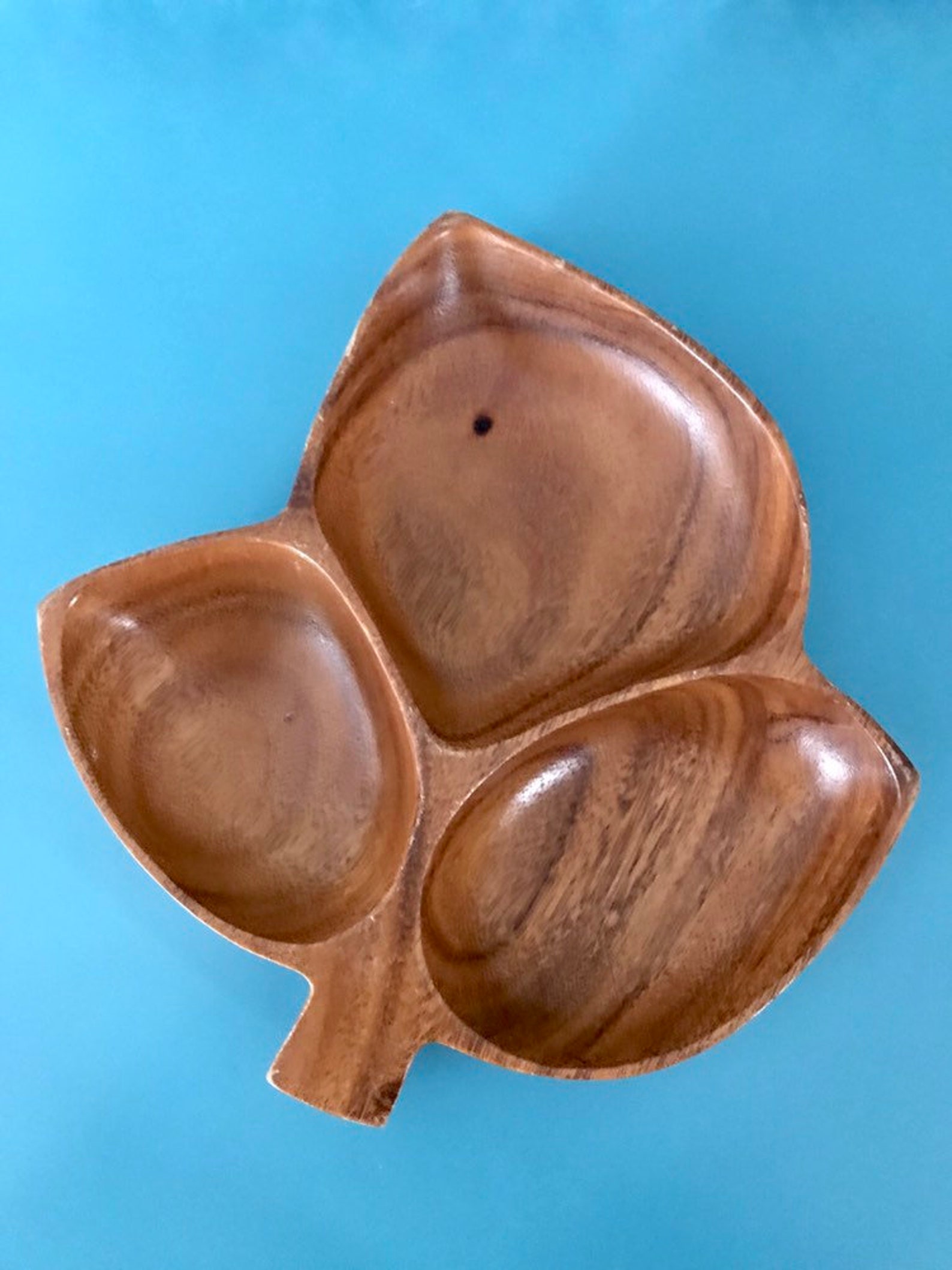 Vintage Teak Bowl Leaf Shaped Midcentury Wooden Snack Dish, 1970s Decor ...