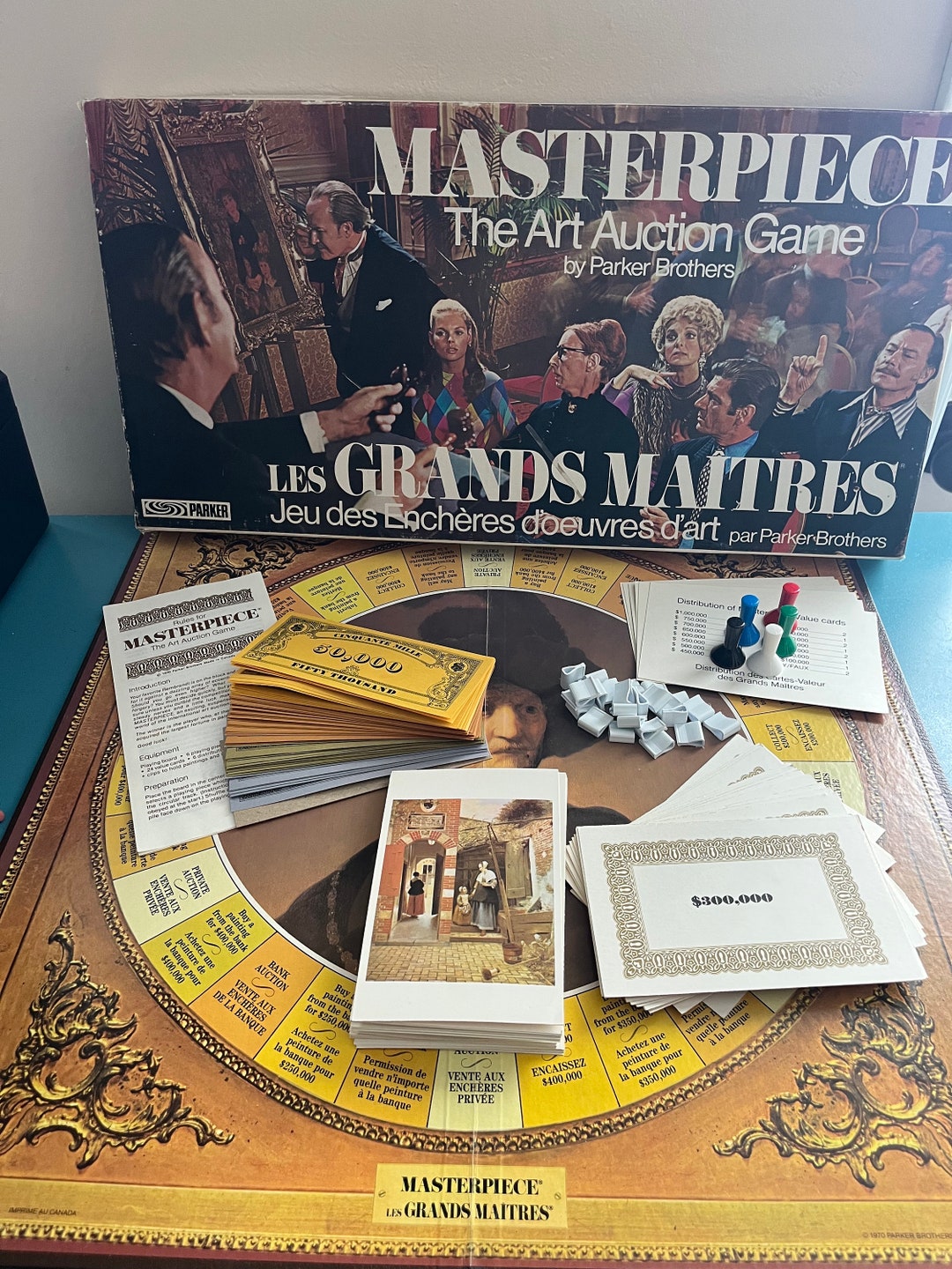 Vintage Masterpiece 1970 Parker Brothers Board Game, Art Auction Retro ...