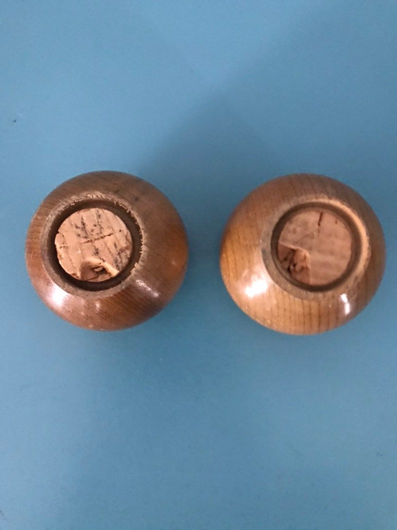 Vintage Teak Wood Spherical Salt and Pepper Shakers - Etsy