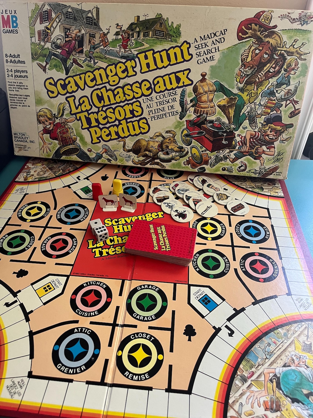 Vintage 1983 Scavenger Hunt Board Game, Milton Bradley Retro Board ...