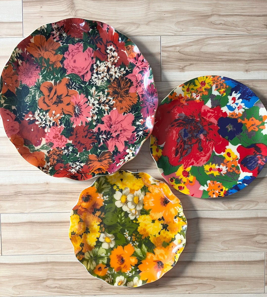 Vintage FAB Tray Collection Floral Plastic Trays Lot of 3, Gallery Wall ...
