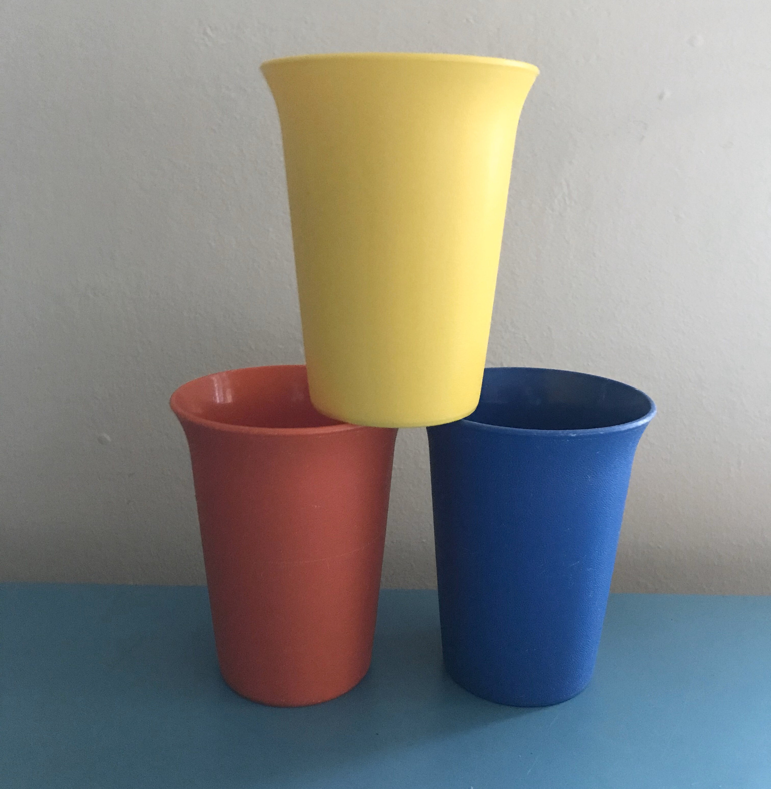 Vintage Tupperware Plastic Cups, Tumblers Primary Colors Set of 3, 80s ...