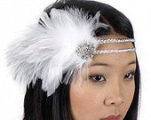 White and Silver Flapper Great Gatsby Roaring 20's Feather - Etsy