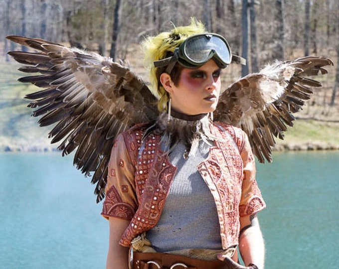 Natural Feather Costume Wings, Brown Feather Wings, Owl Costume ...