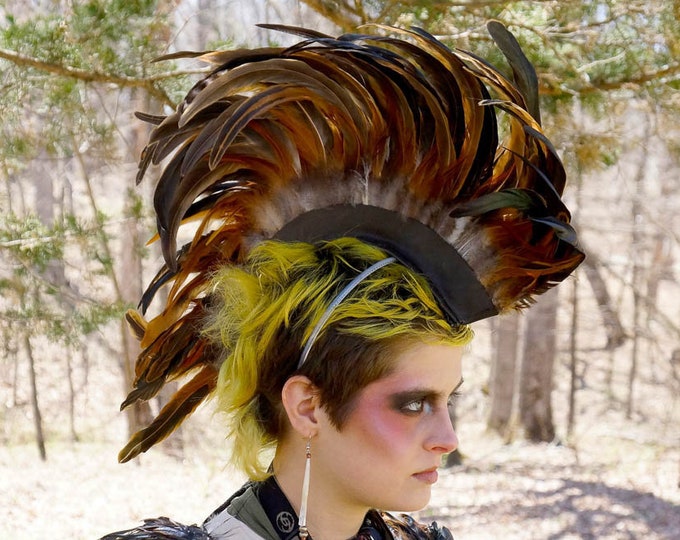 Natural Half Bronze Feather Mohawk Headdress Festival, Mad Max, Rave ...