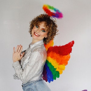 Rainbow Angel Feather Wings & Halo Set, PRIDE Angel Wings and Halo ...