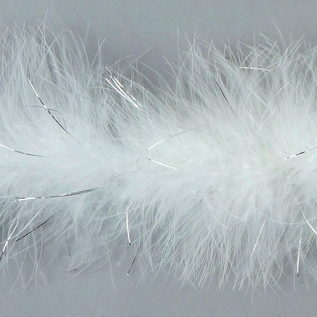 Marabou Feather Boas WHITE With Shiny Silver Lurex, 20 Grams 2 Yards ...