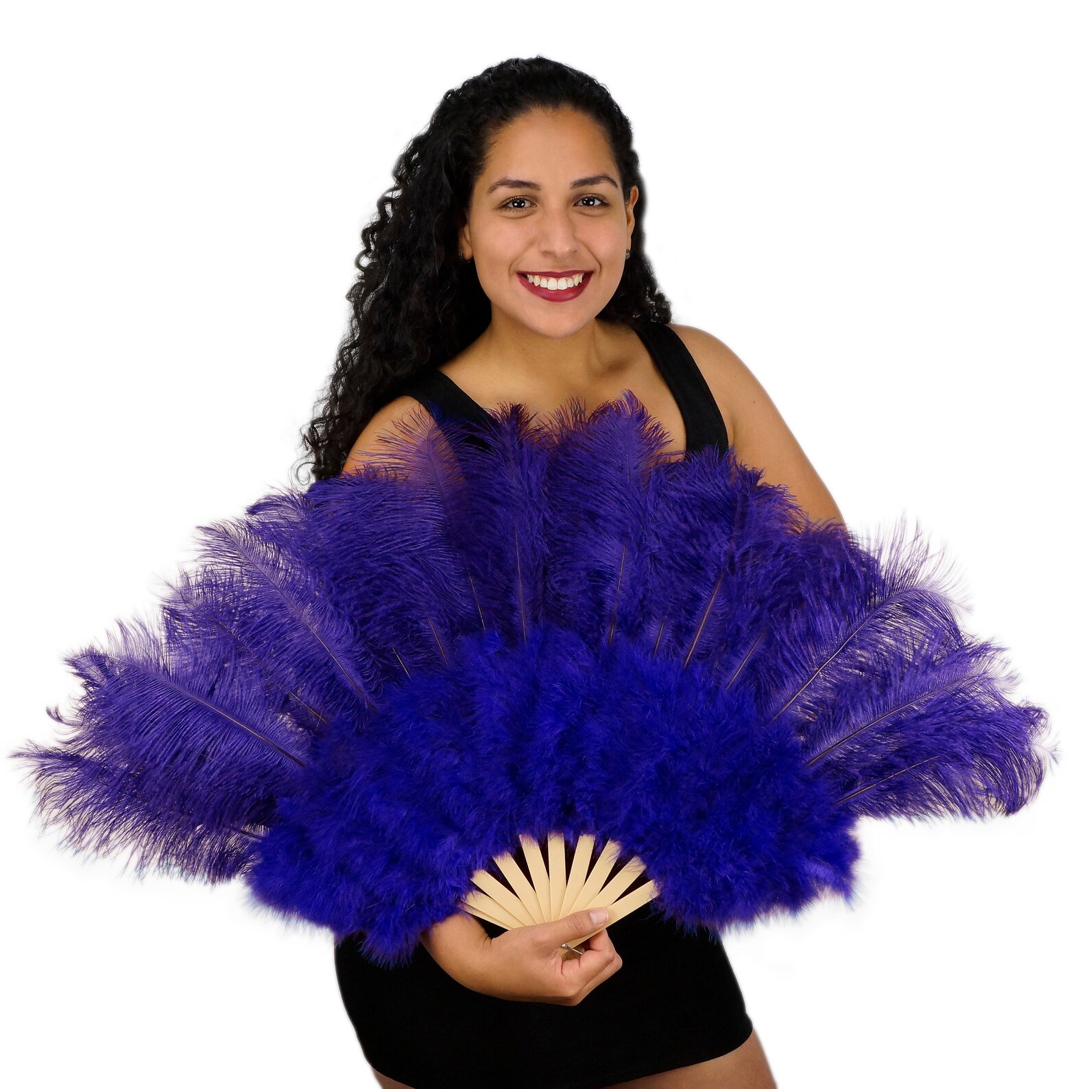 Ostrich Fan With Marabou REGAL Purple for Burlesque Fan | Etsy