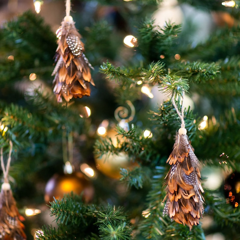 Decorative Mini Feather Tree Ornament - Pheasant With Guinea Feathers ...