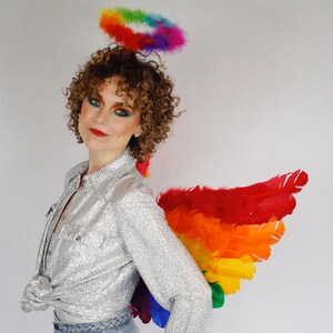 Rainbow Angel Feather Wings & Halo Set, PRIDE Angel Wings and Halo ...