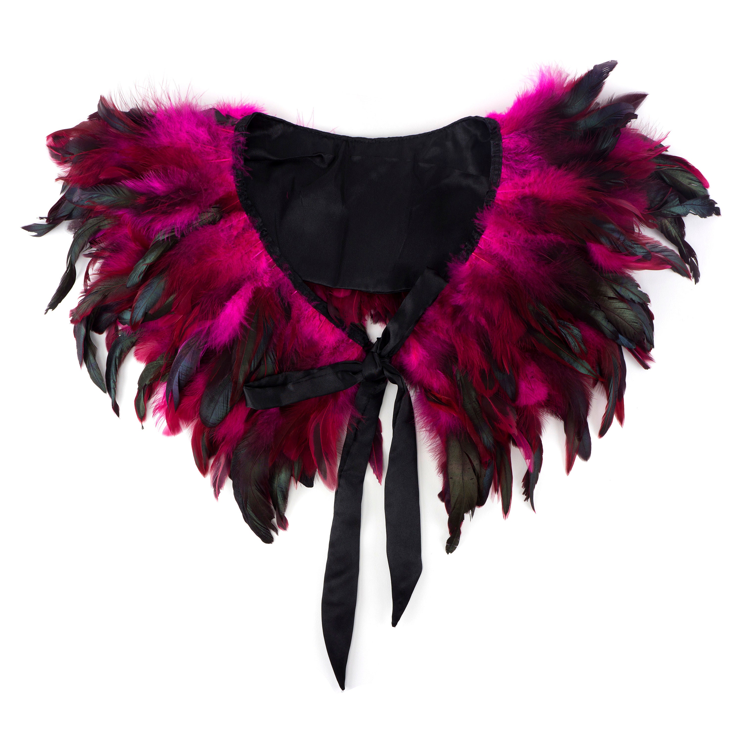 PINK Feather Collar W/satin Ribbon Ties Festival Wear - Etsy