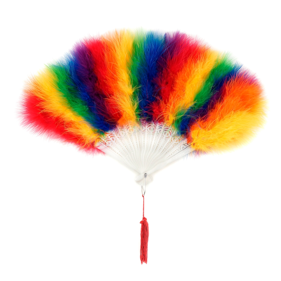 Rainbow Feather Fans, Small Marabou Feather Fan, Cheap Feather Fan for ...