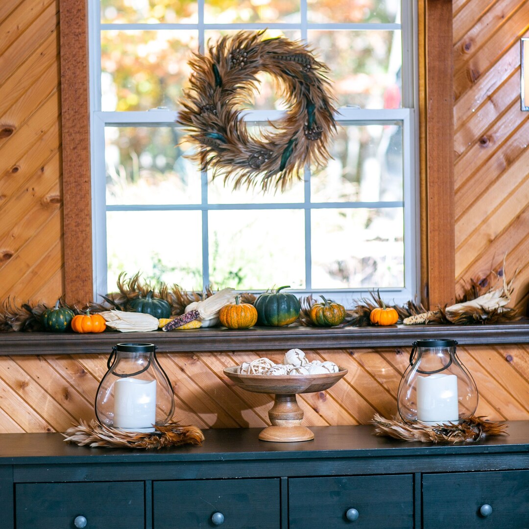 Decorative Wreath, Natural Pheasant Feather Wreath, Thanksgiving Decor ...