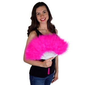 Shocking Pink Feather Fan, Small Marabou Feather Fan, Cheap Feather Fan ...