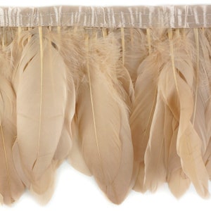 Beige Feather Fringe, 1 Yard Parried Goose Feather Fringe for DIY Art ...