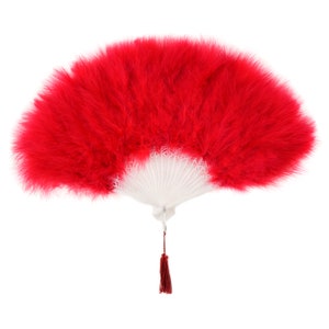 Red Feather Fan, Small Marabou Feather Fan, Cheap Feather Fan for ...