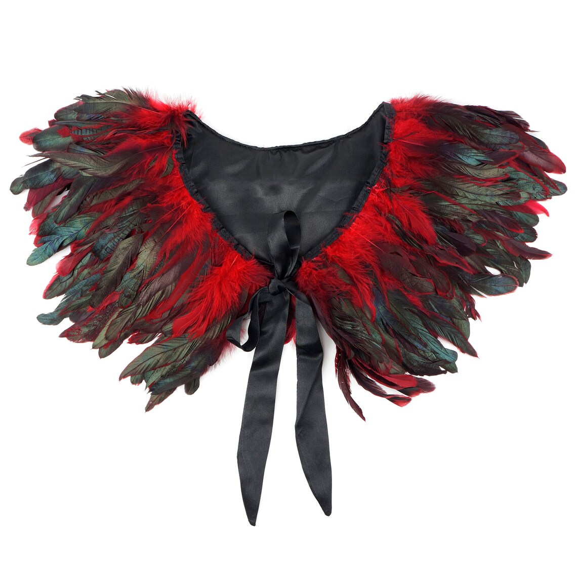 RED Feather Collar W/satin Ribbon Ties Festival Wear - Etsy