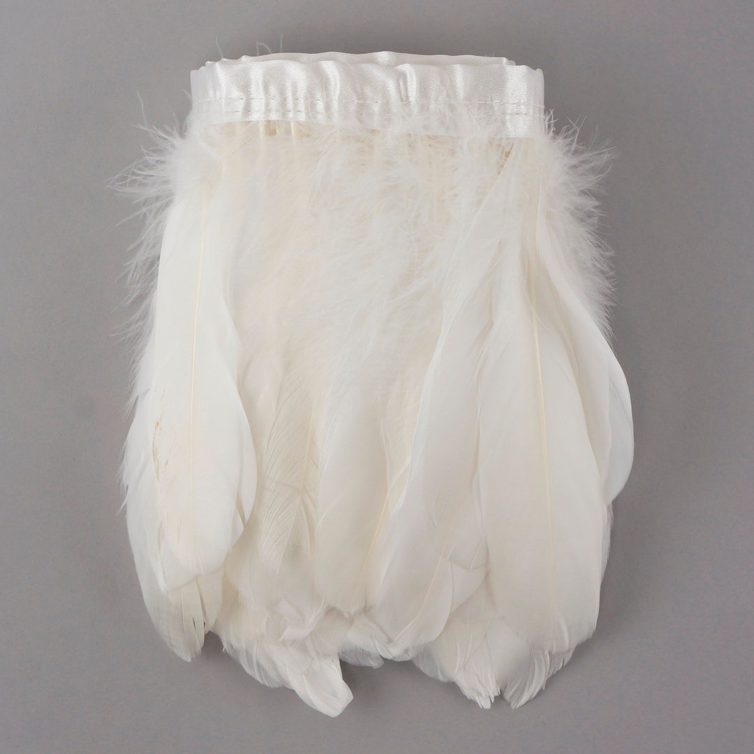 White Feather Fringe, 1 Yard Parried Goose Feather Fringe for DIY Art ...