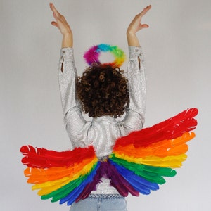 Rainbow Angel Feather Wings & Halo Set, PRIDE Angel Wings and Halo ...