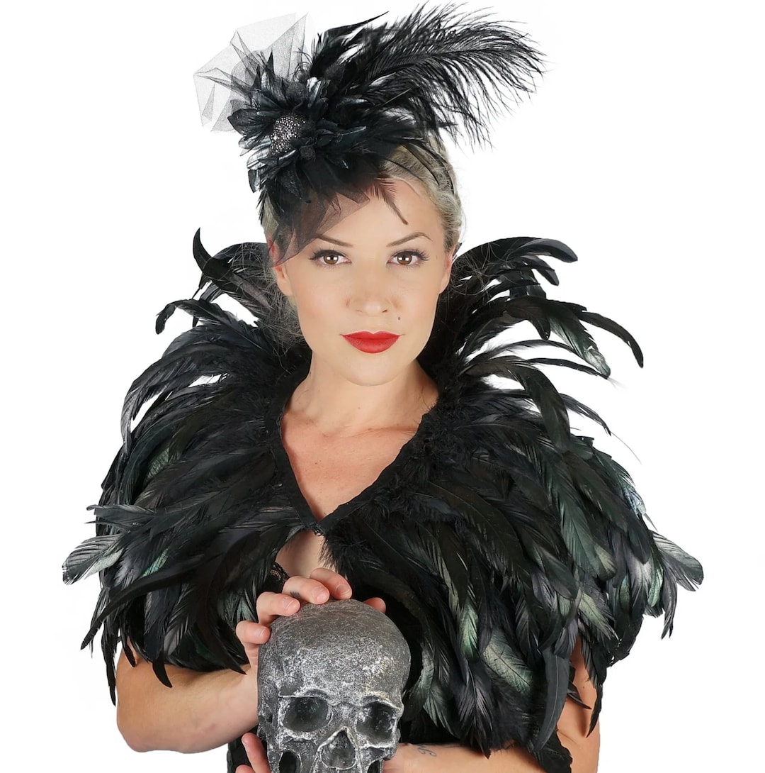 Deluxe Black Feather Fantasy Collar for Special Events, Halloween ...