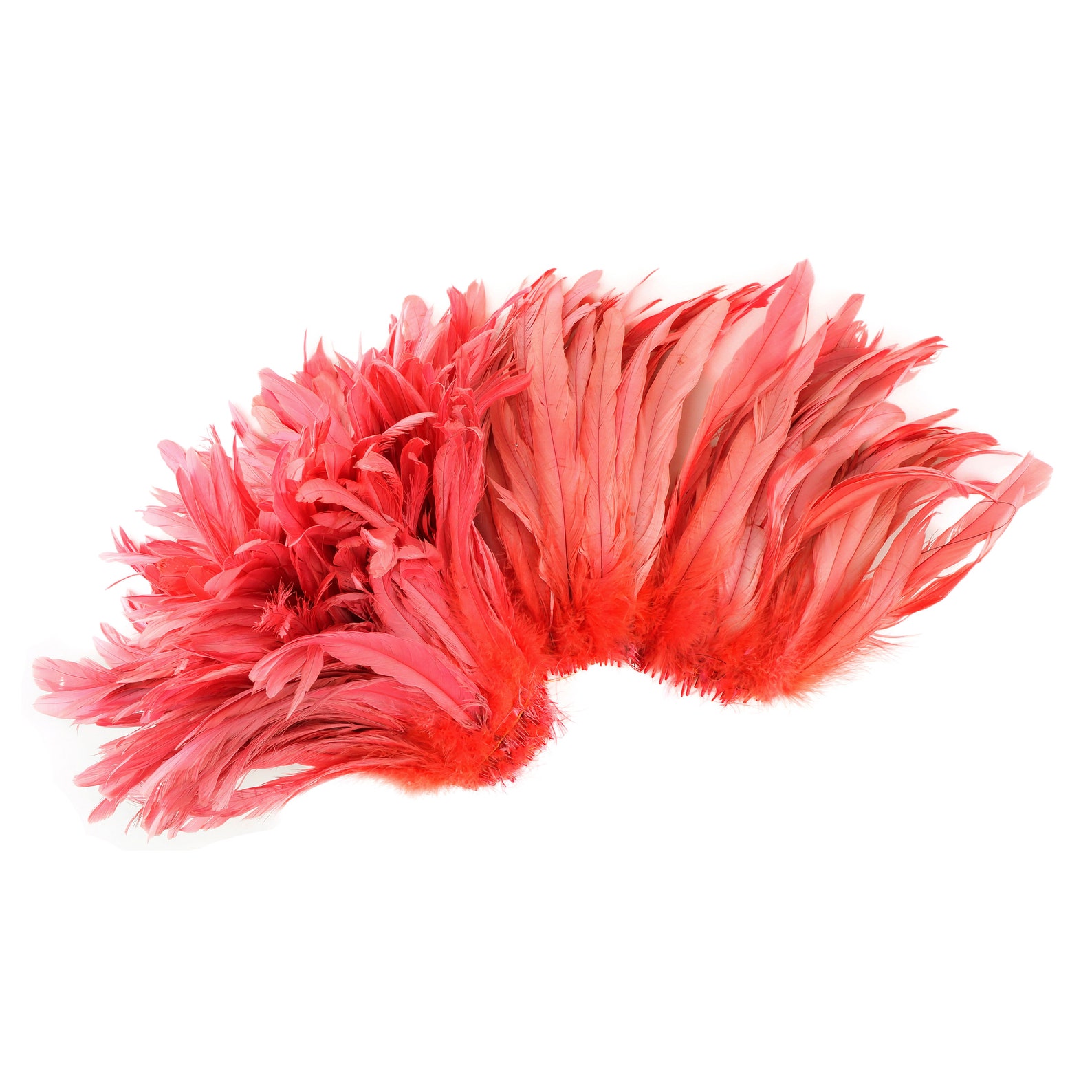 Rooster Tail Feathers CORAL 8-10 Strung Bleach Dyed - Etsy