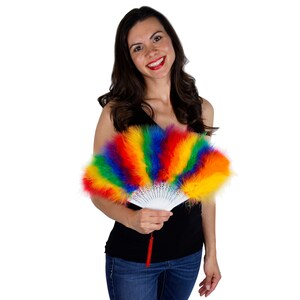 Rainbow Feather Fans, Small Marabou Feather Fan, Cheap Feather Fan for ...