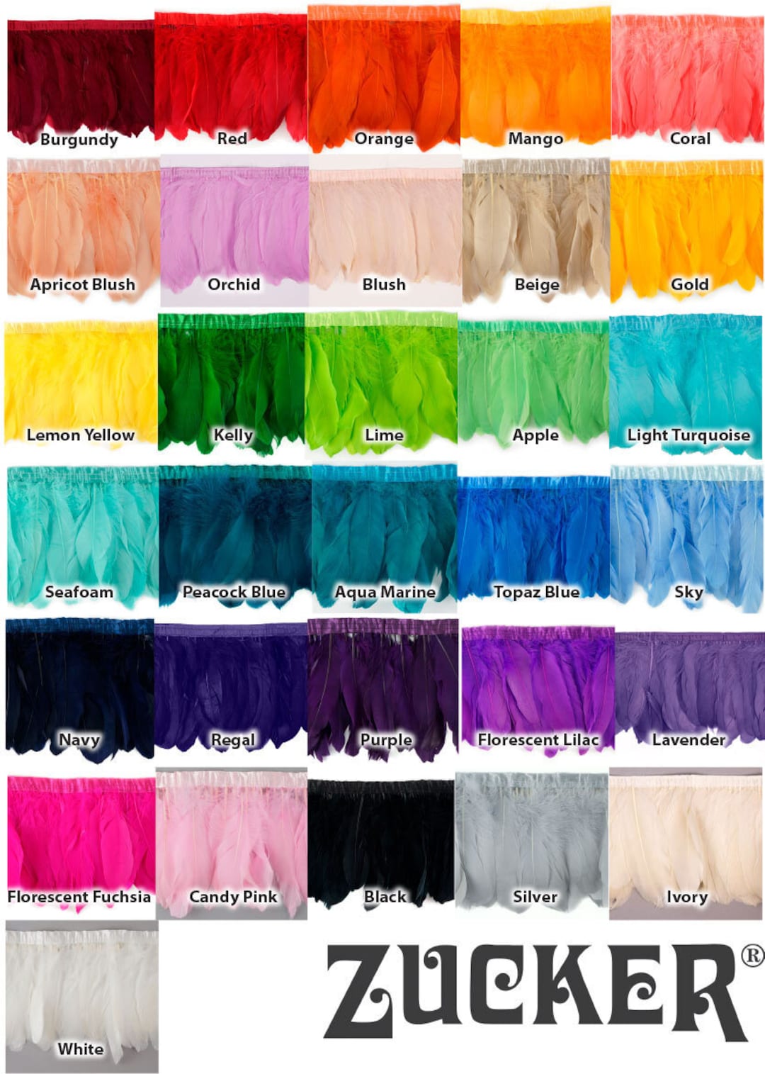 1 Yard Parried Goose Feather Fringe, Choose From 31 Colors for DIY Art ...