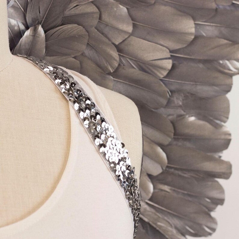 XL Deluxe Silver Metallic Feather Angel Wings, Large Feather Wings ...