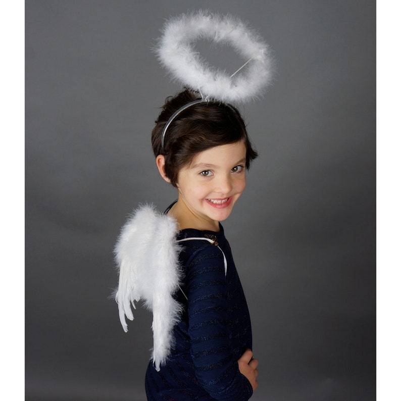 White Angel Feather Wings & Halo Costume Set, Small Child Size White ...