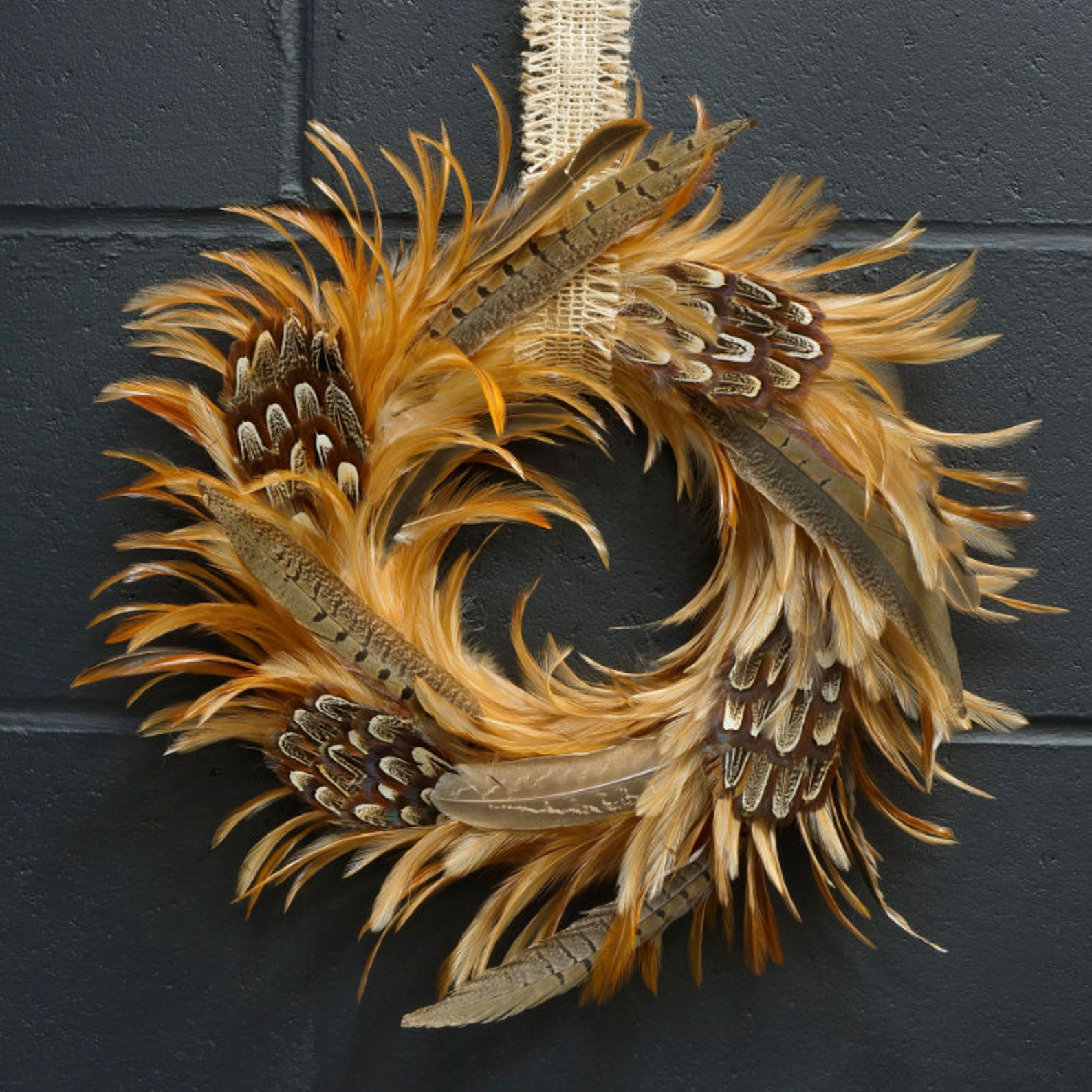 Decorative Wreath Natural Pheasant Feather Wreath - Etsy