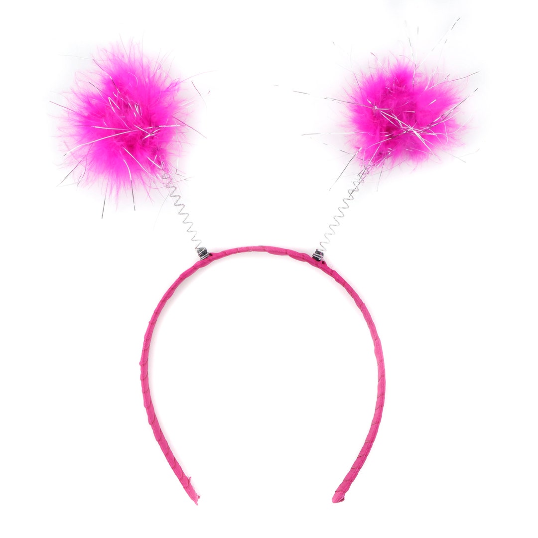 SHOCKING PINK Marabou Feather Antenna Headbands - for Halloween and ...