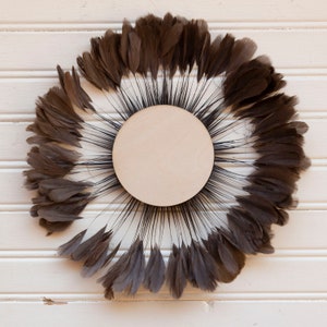 Unique Decorative Feather Wall Art, Small Full Moon Brown Feather Wall ...