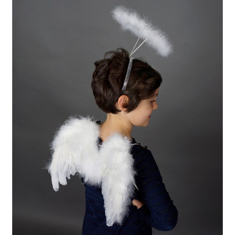 White Angel Feather Wings & Halo Costume Set, Small Child Size White ...