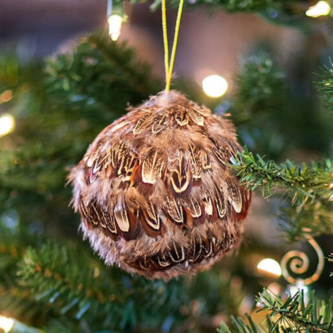 Decorative Natural Pheasant Feather Ornament Ball for Thanksgiving and ...