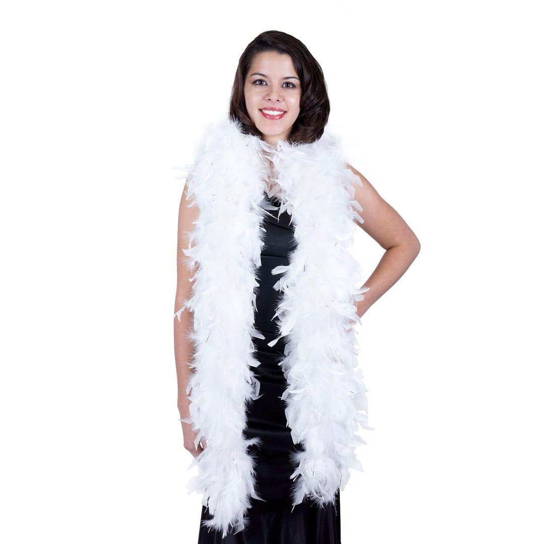 WHITE/SILVER Chandelle Feather Boas Heavy Weight W/lurex - Perfect for ...