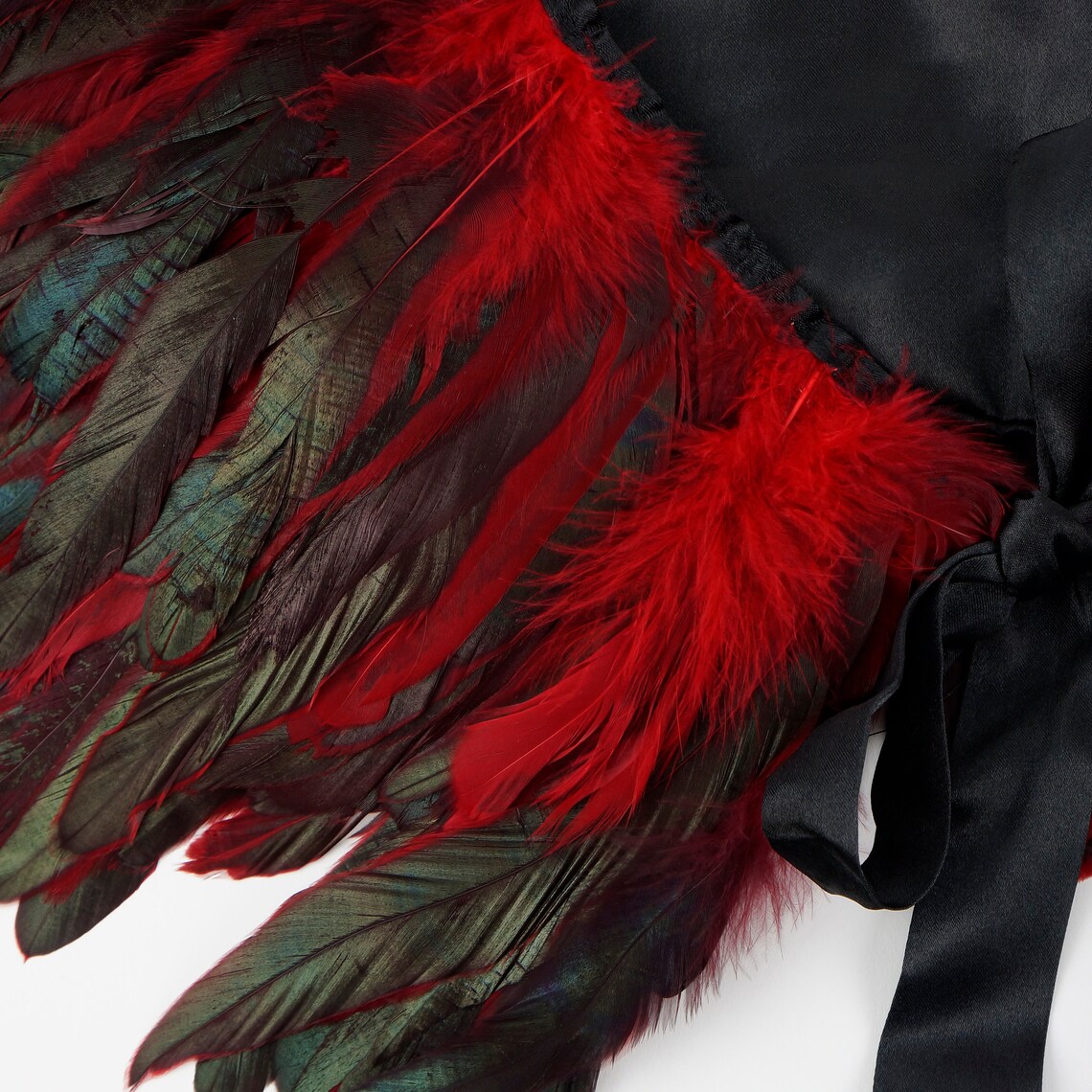 RED Feather Collar W/satin Ribbon Ties Festival Wear - Etsy