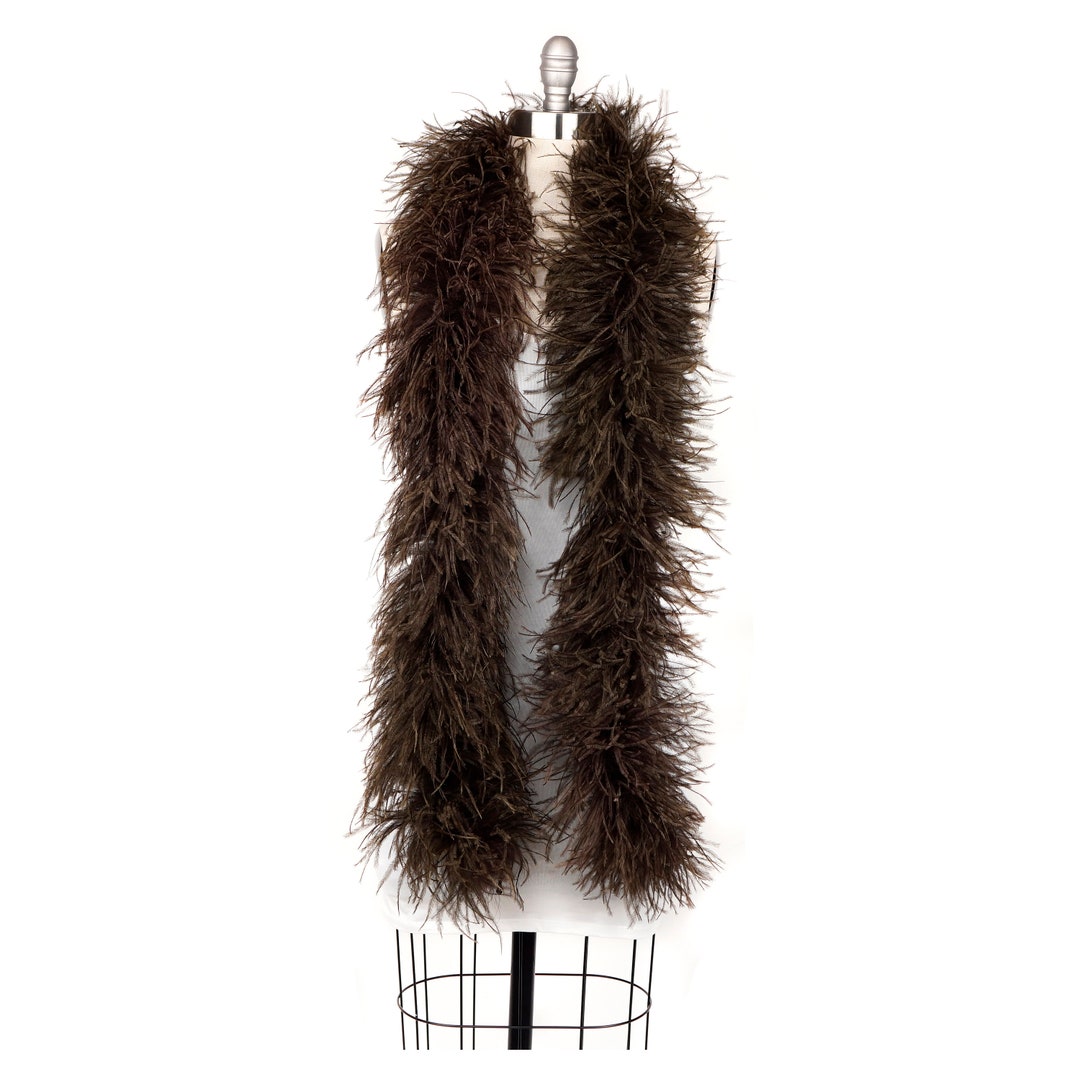 3ply Brown Ostrich Feather Boa for Fashion & Accessory Design, Cosplay ...