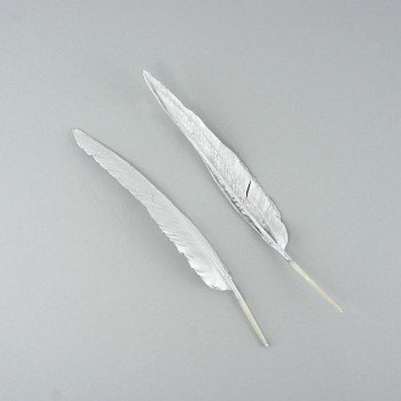 9-12 SILVER Gilded Goose Pointer Feathers 12 Pieces - Etsy