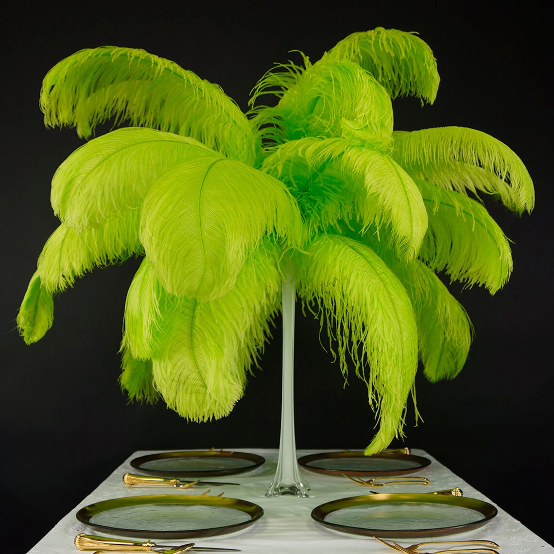 Large Ostrich Feathers 17-25", 1 to 25 Pieces, LIME Green Prime Ostrich ...