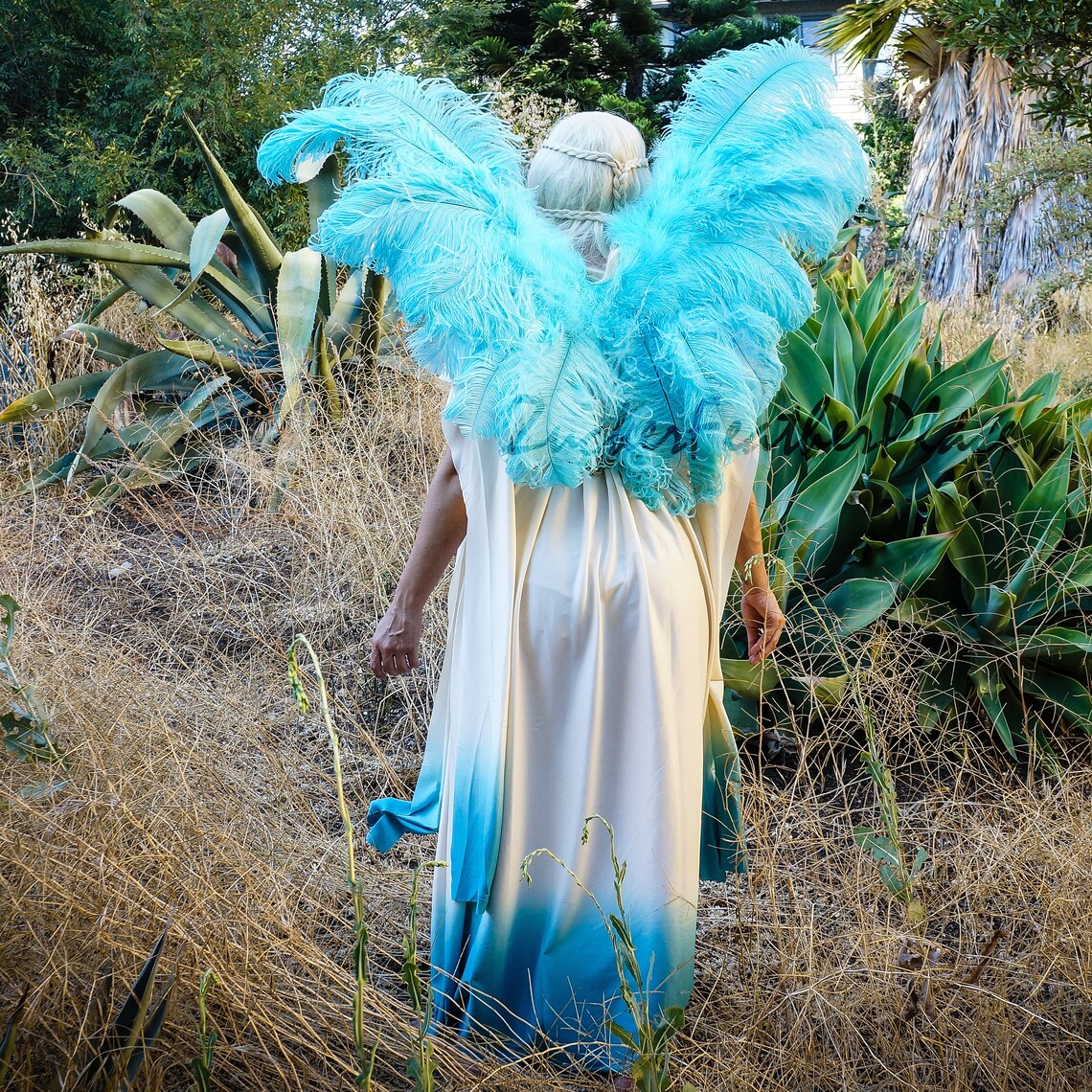 Turquoise Ostrich Feather Wings Angel Fairy Costume Ostrich - Etsy