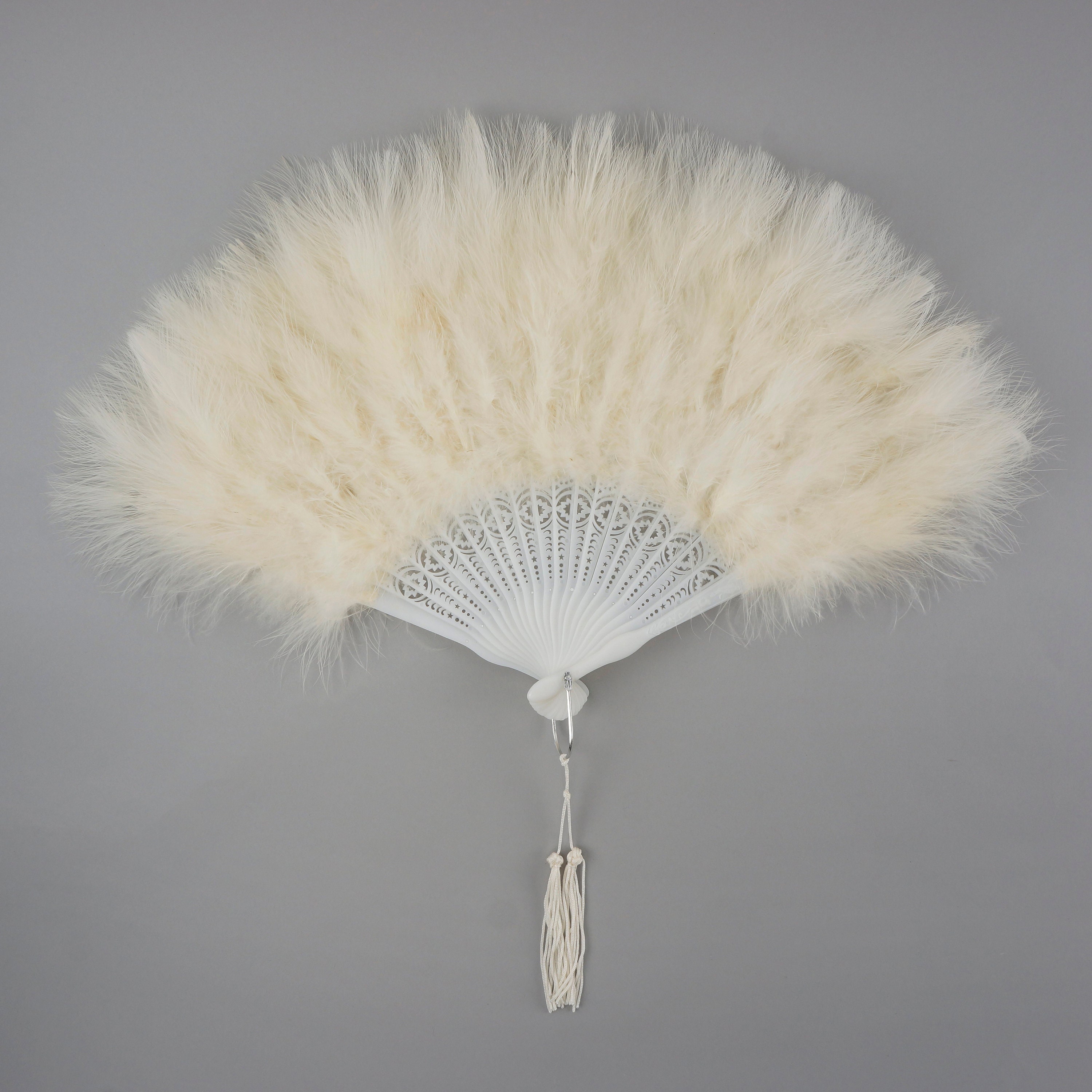 Ivory Feather Fan, Small Marabou Feather Fan, Cheap Feather Fan for ...